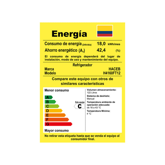 Minibar Haceb 122 litros inox - MINIBAR 122L INOX R3 - Logística Haceb ...
